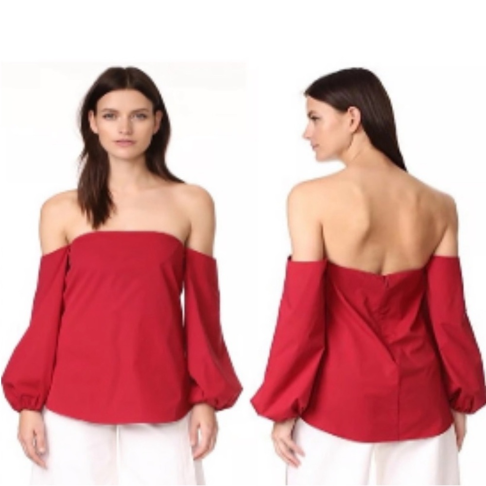 Theory Laureema Red Off The Shoulder Top - Gem